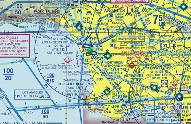 Los Angeles Airspace and Destination San Bernadino - San Carlos Flight ...